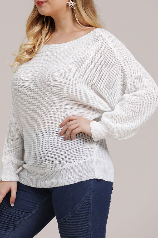 Lovely Casual O Neck White Plus Size SweaterLW | Fashion Online For ...
