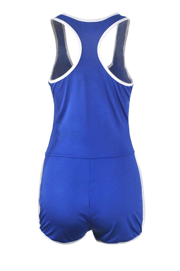 Lovely Casual Patchwork Blue Sportswear One-piece RomperLovelyWholesale ...