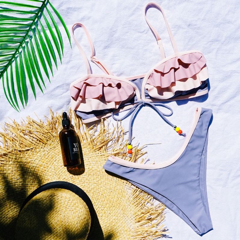 lovely Patchwork Pink Two-piece SwimsuitLW | Fashion Online For Women ...