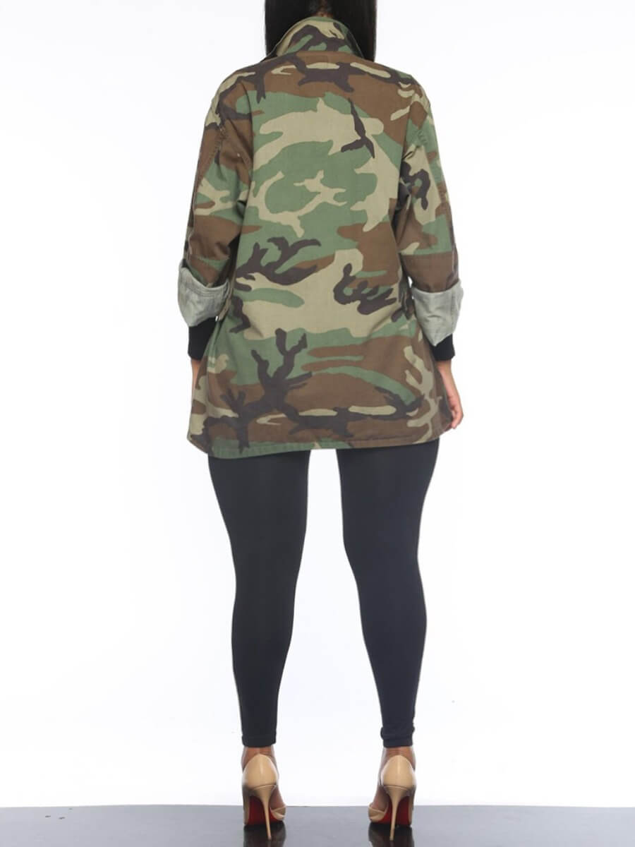 LW Plus Size Trendy Camo Print Coat Sale | LovelyWholesale